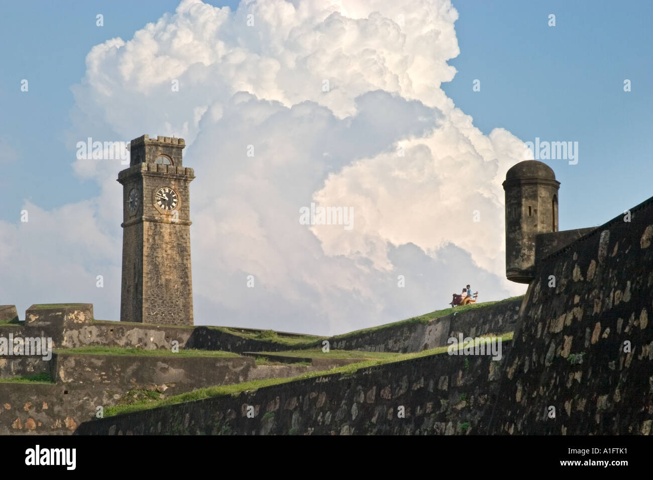 Dramatic cloud, watchtower and walls of The Fort. Galle, Sri Lanka ...