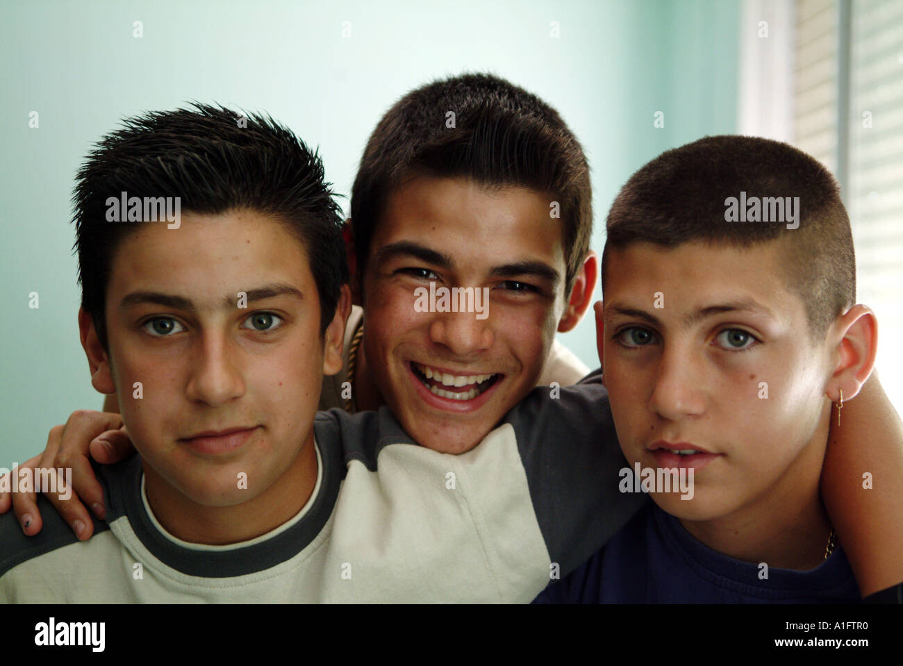 Spanish students posing at class room Stock Photo - Alamy