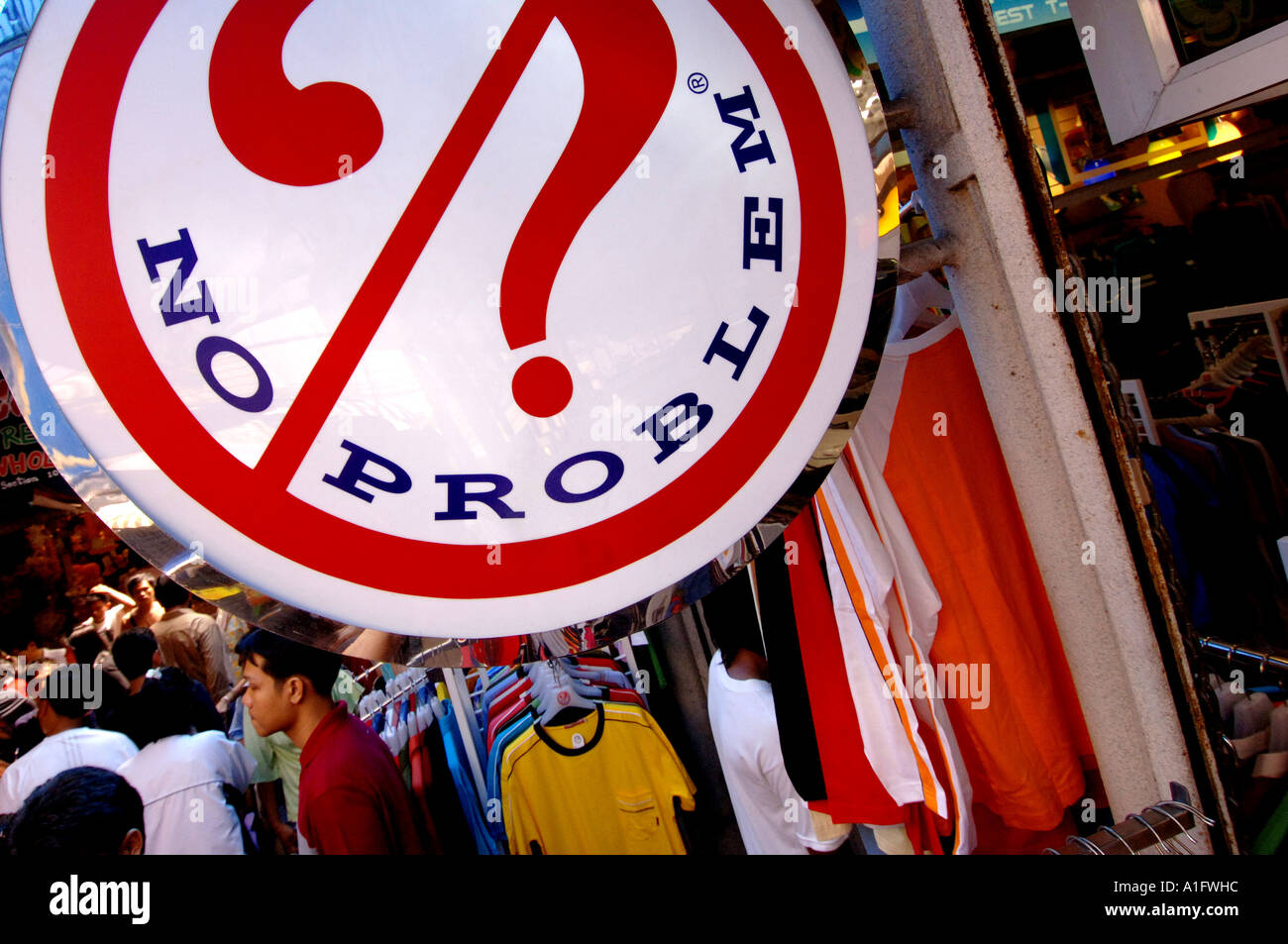 No problem sign Chatuchak weekend market Bangkok Thailand Stock Photo ...