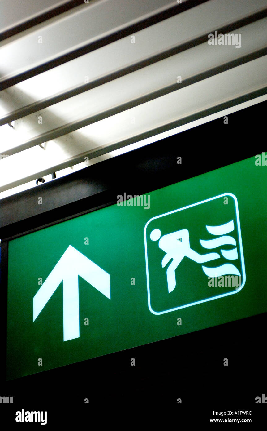Fire exit sign Don Muang Bangkok International Airport Thailand Stock ...