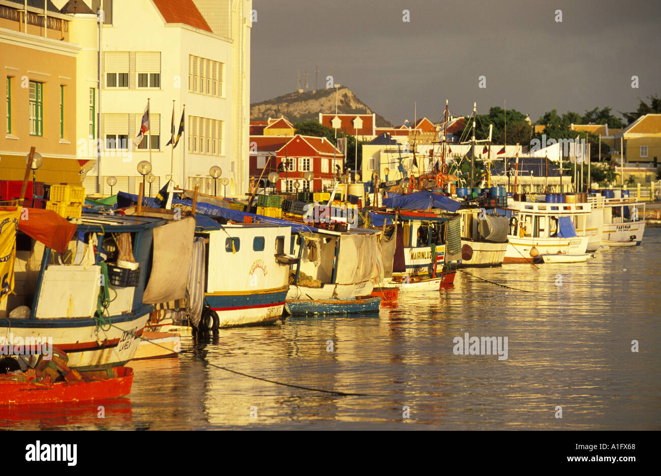 CARRIBBEAN Curacao Willemstad Waterfront Floating Market Stock Photo ...