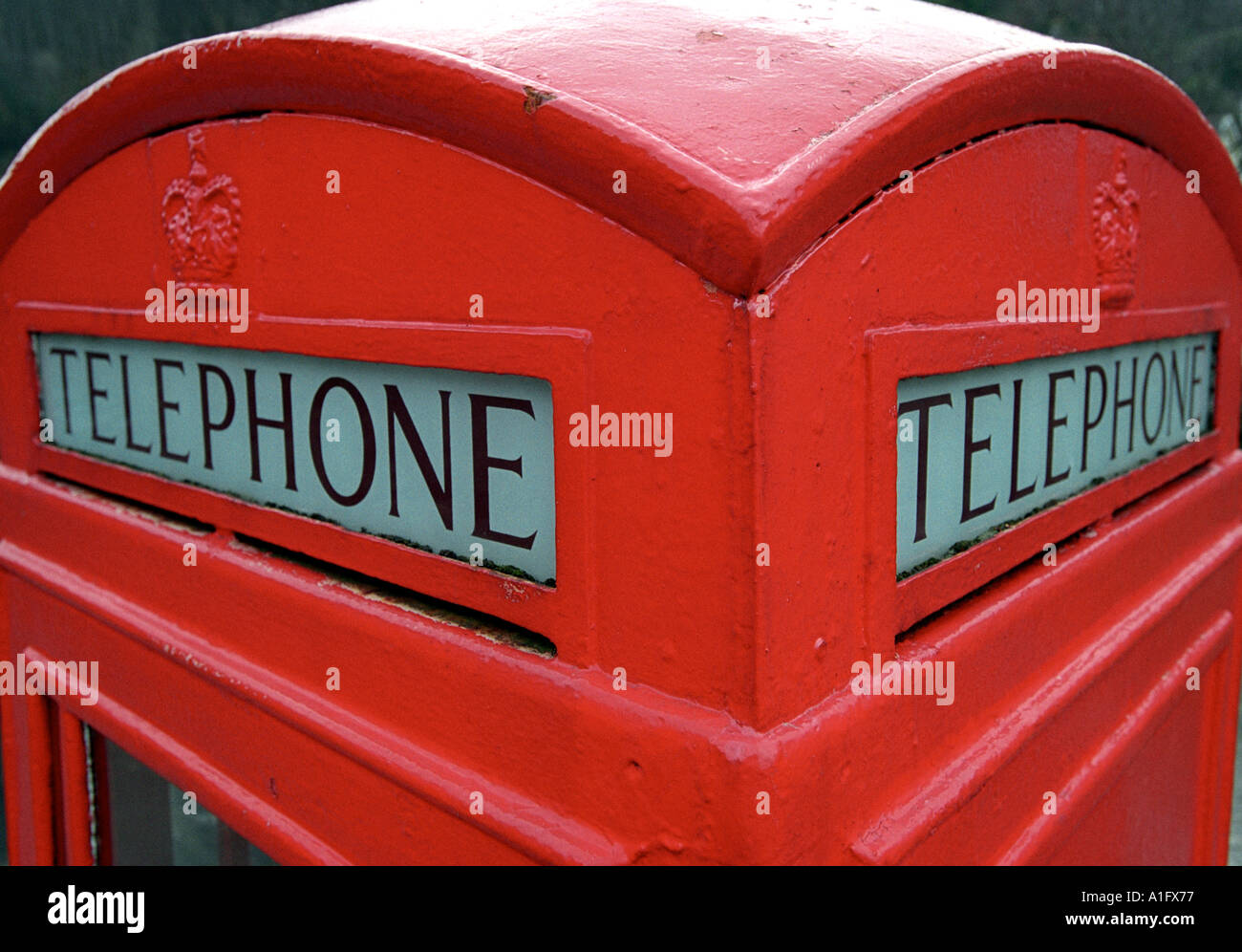 Top of a British red telephone box Stock Photo - Alamy