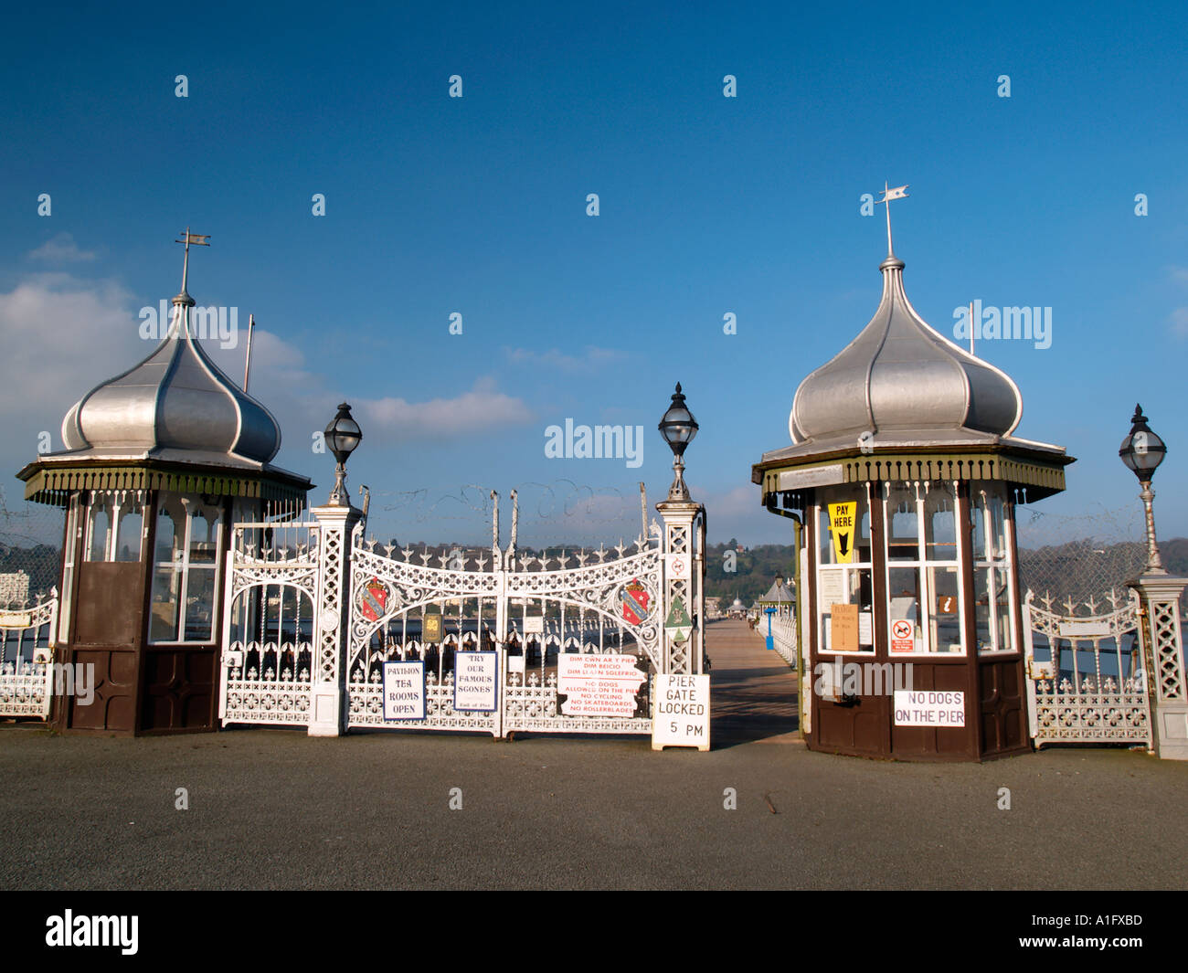 Bangor Pier Entrance Gates Menai Straits North West Wales Stock Photo ...
