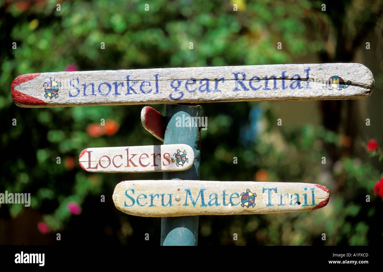Beach Sign at the popular Playa Porto Marie Beach in Curacao, Dutch ...
