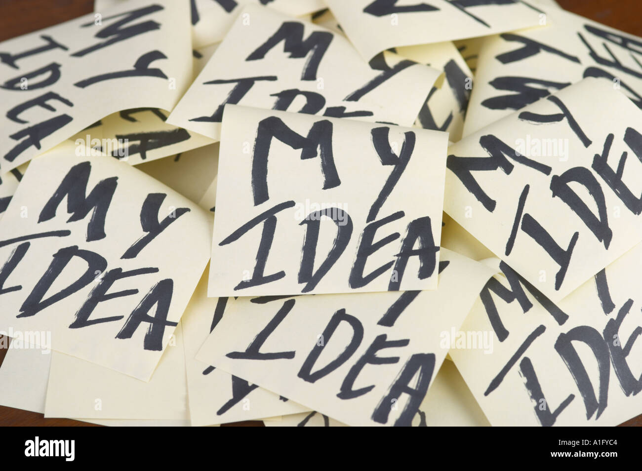 post it notes with my idea written on them Stock Photo - Alamy