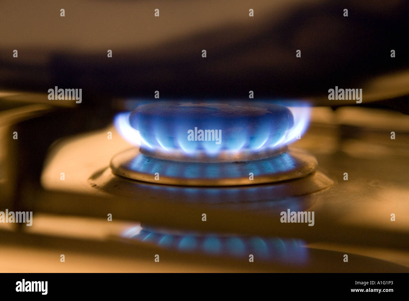 Gas ring on cooker Stock Photo - Alamy