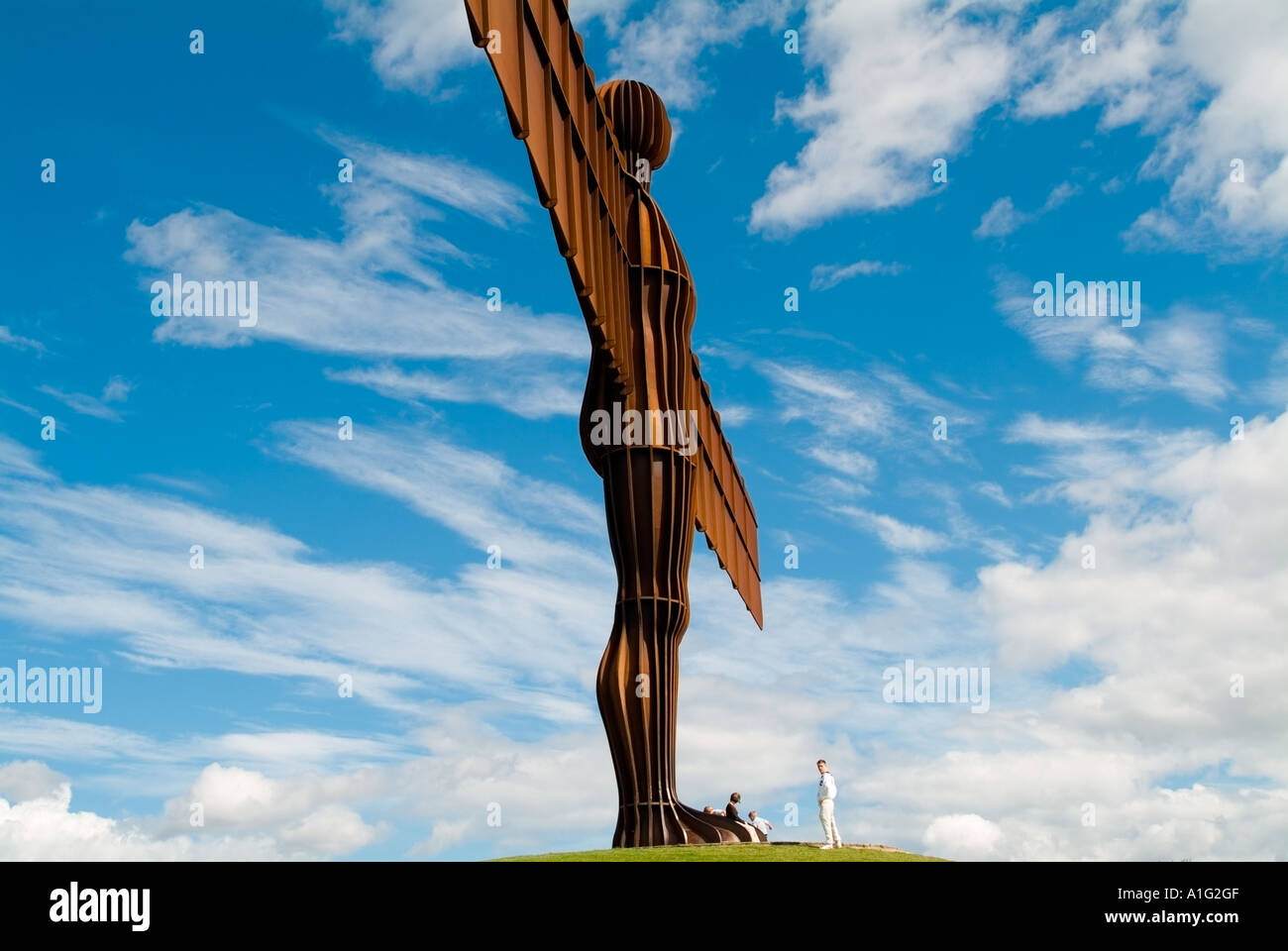 Drama above and below the majestic 'Angel of the North' Stock Photo - Alamy
