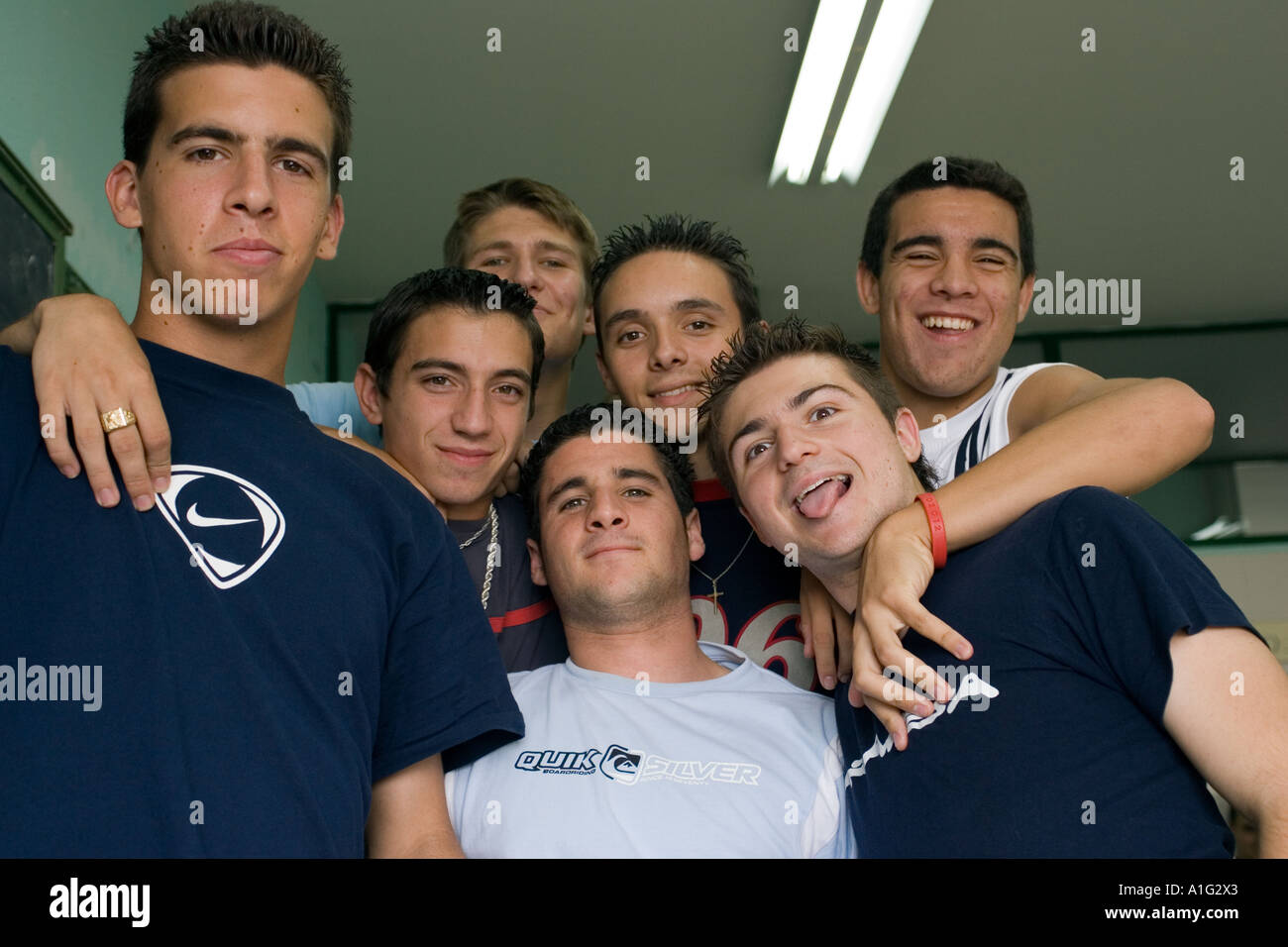 Group of schoolboys in classroom Stock Photo - Alamy