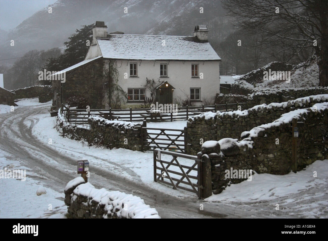 Yew Tree Farm a traditional farm house in the Lake District under a ...