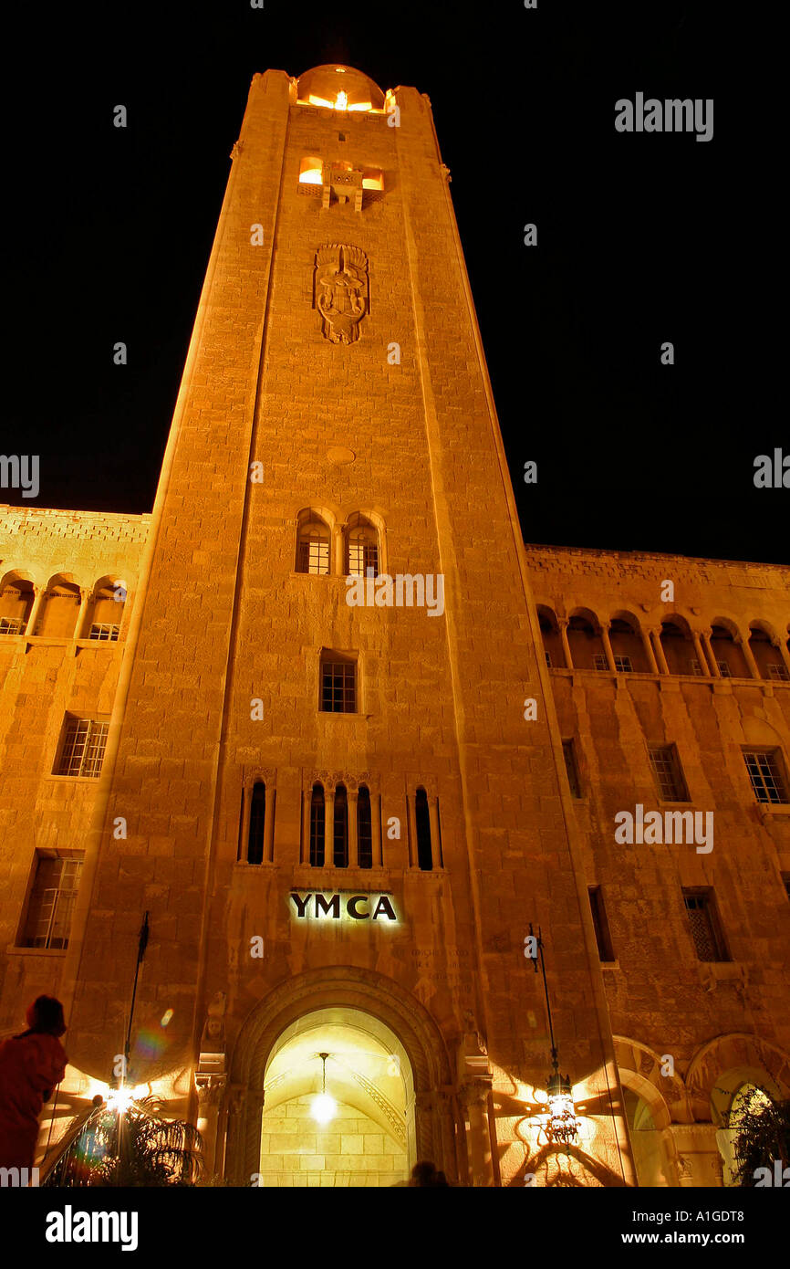 Night shot of the YMCA building in Jerusalem Israel Stock Photo - Alamy