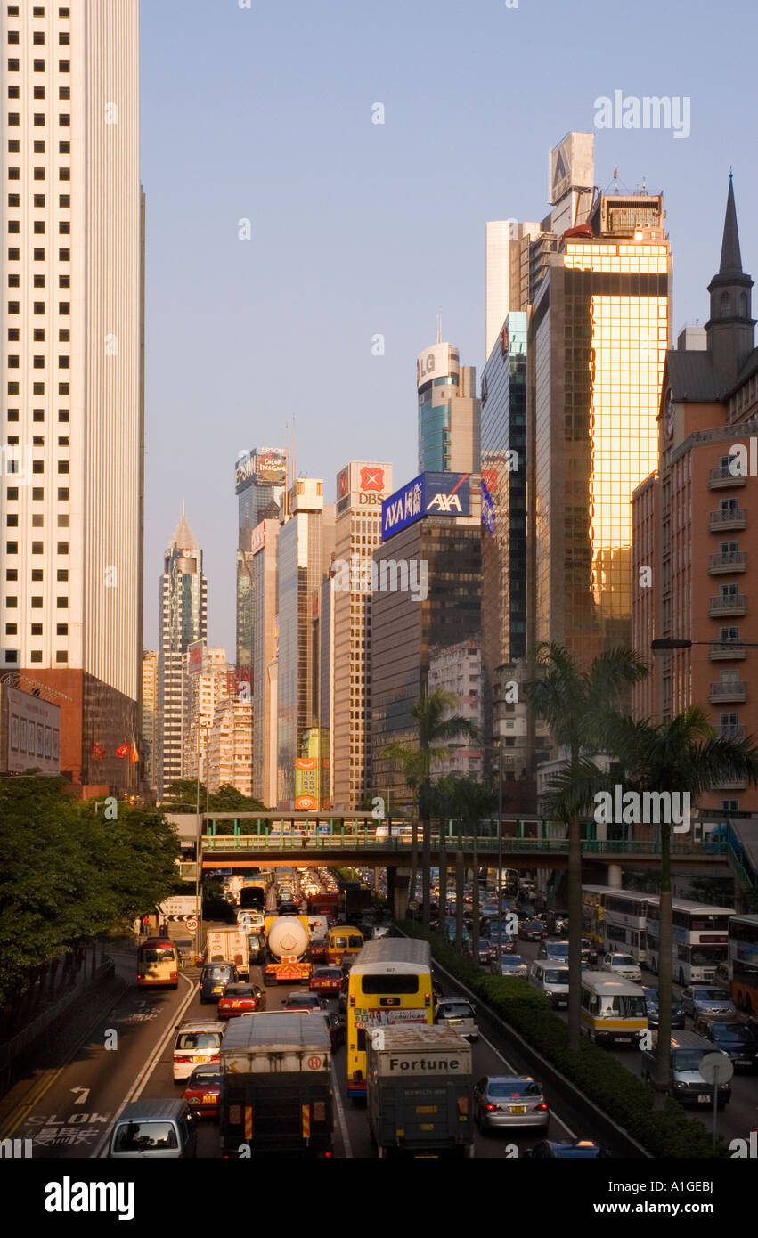 Stock photograph of a crowded street scene on the island of Hong Kong ...