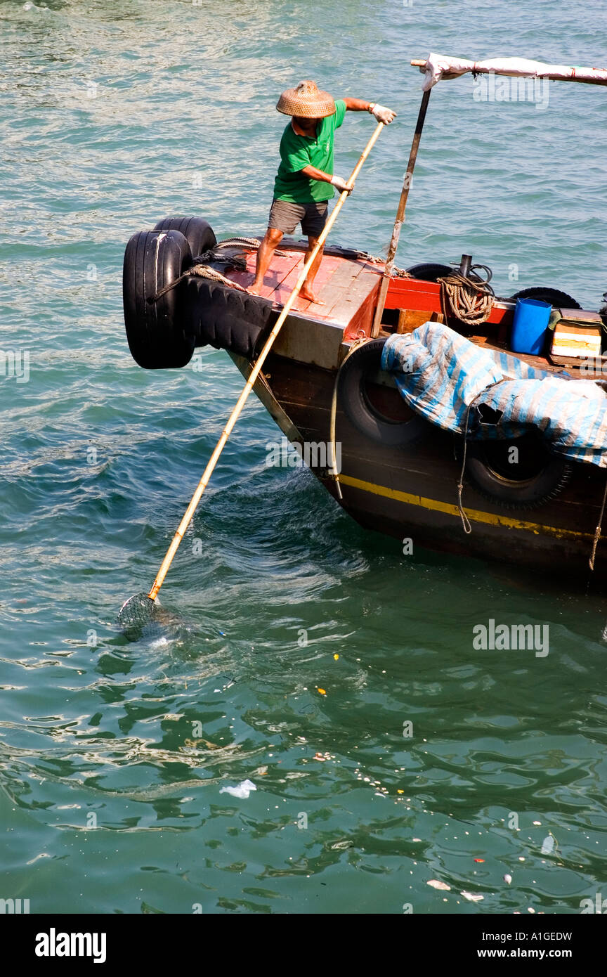 Stock photograph of a boat on pollution patrol on Victoria Harbour in ...