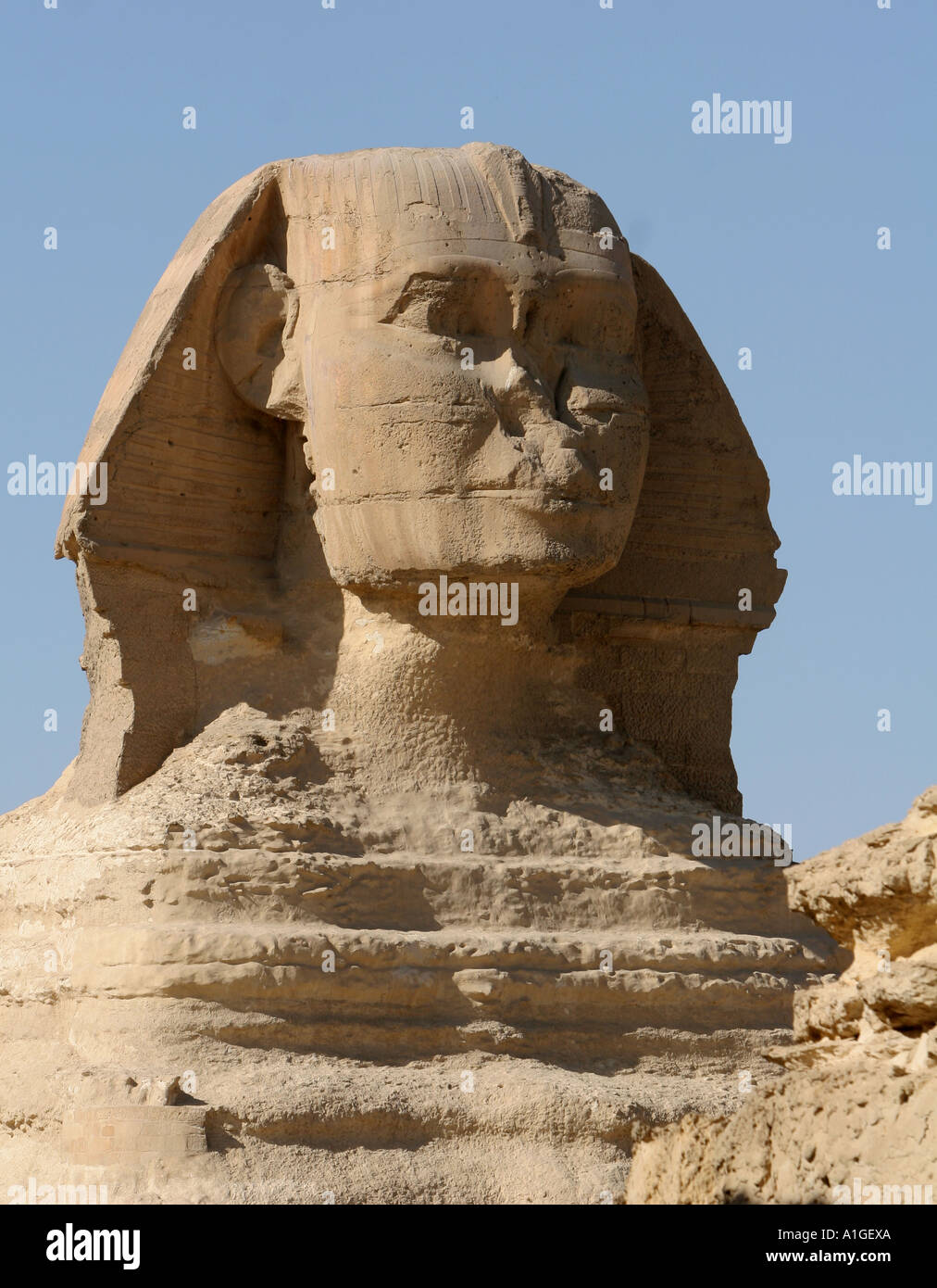 The Sphinx in Egypt located close to the great pyramids of Giza Stock ...