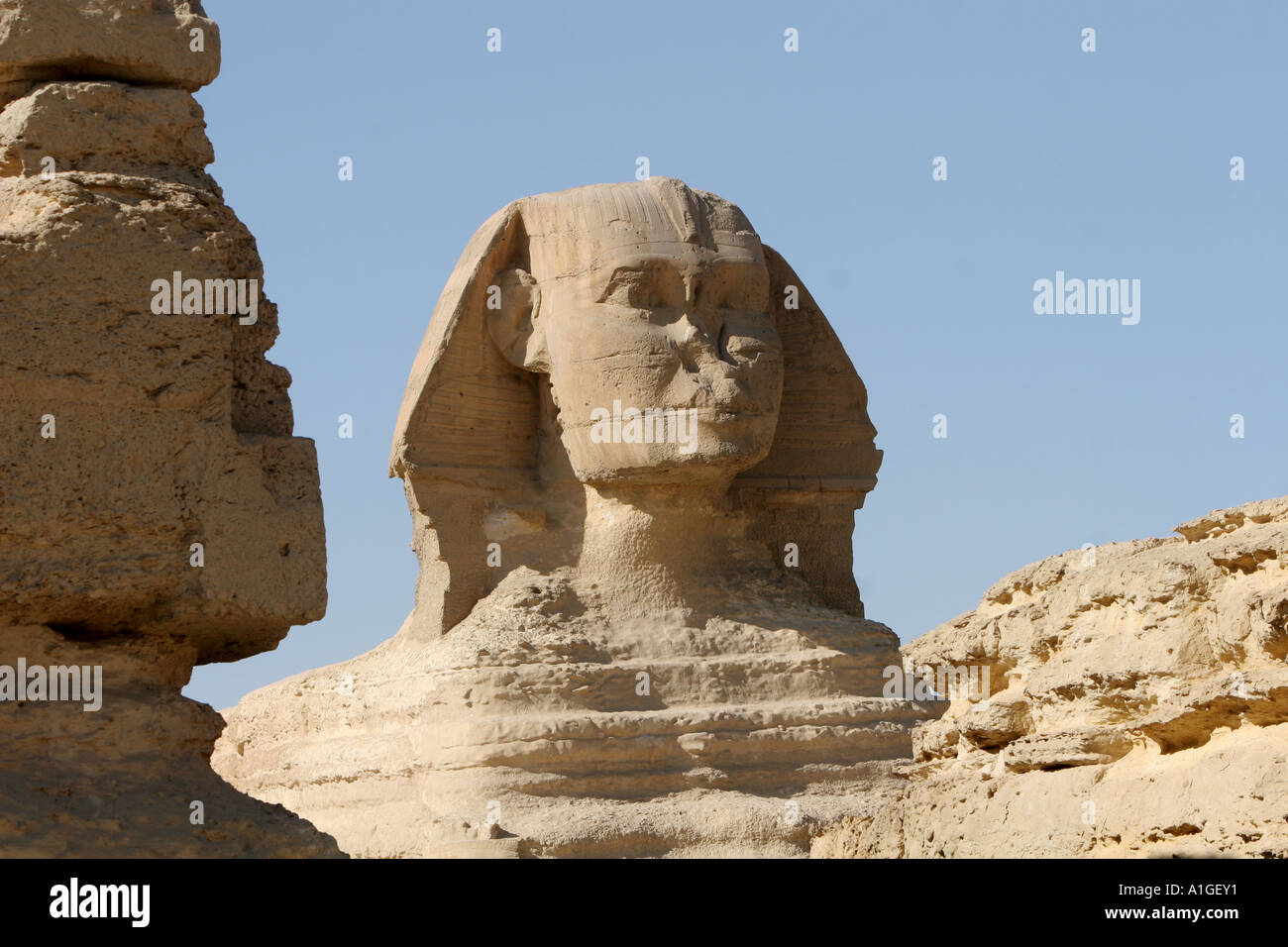 The Sphinx in Egypt located close to the great pyramids of Giza Stock ...