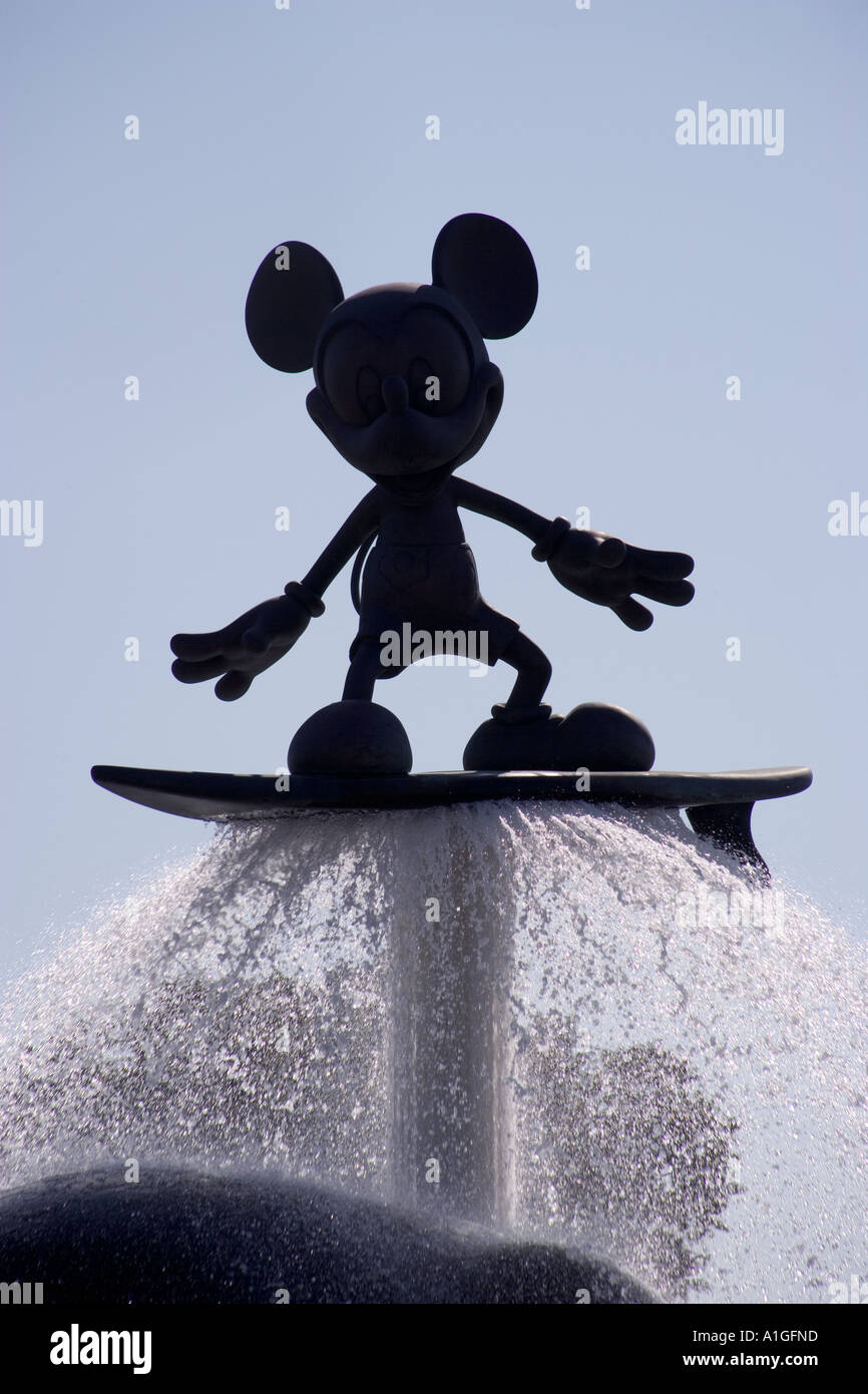 Mickey Mouse Surfing in Fountain Disneyland Hong Kong Stock Photo - Alamy
