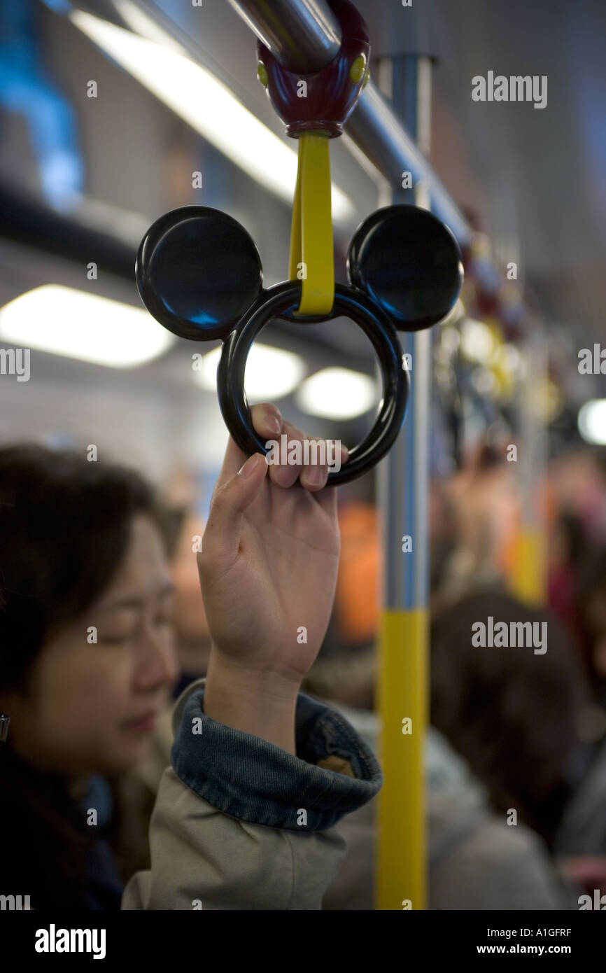 Mickey Mouse Hanging Strap Metro Line to Hong Kong Disneyland Stock ...