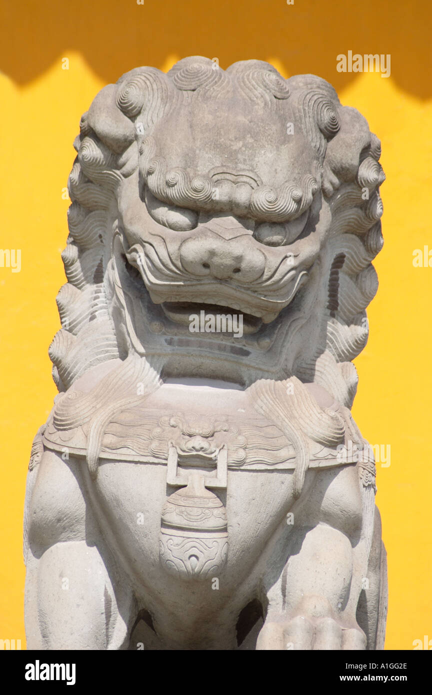 statue of dragon lion creature at longhua temple shanghai china Stock ...
