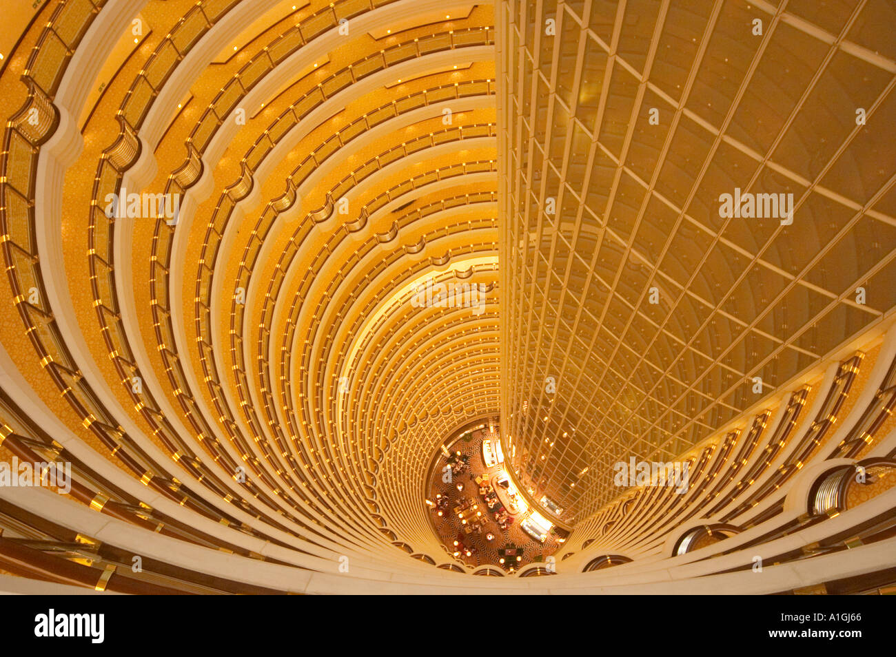 the atrium of the grand hyat hotel inside the jinmao tower in pudong ...