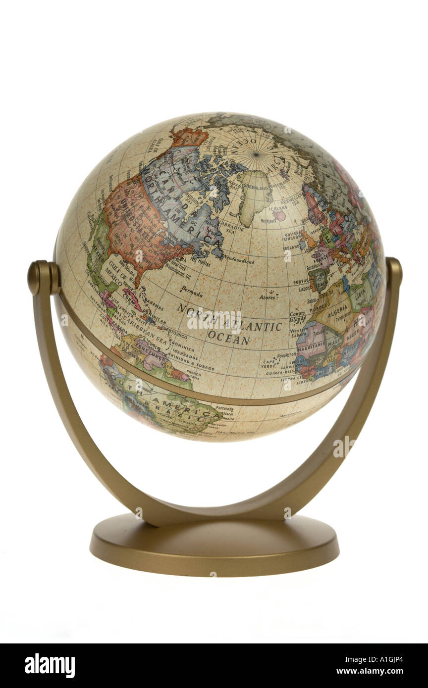 Single world globe against a white background Stock Photo - Alamy