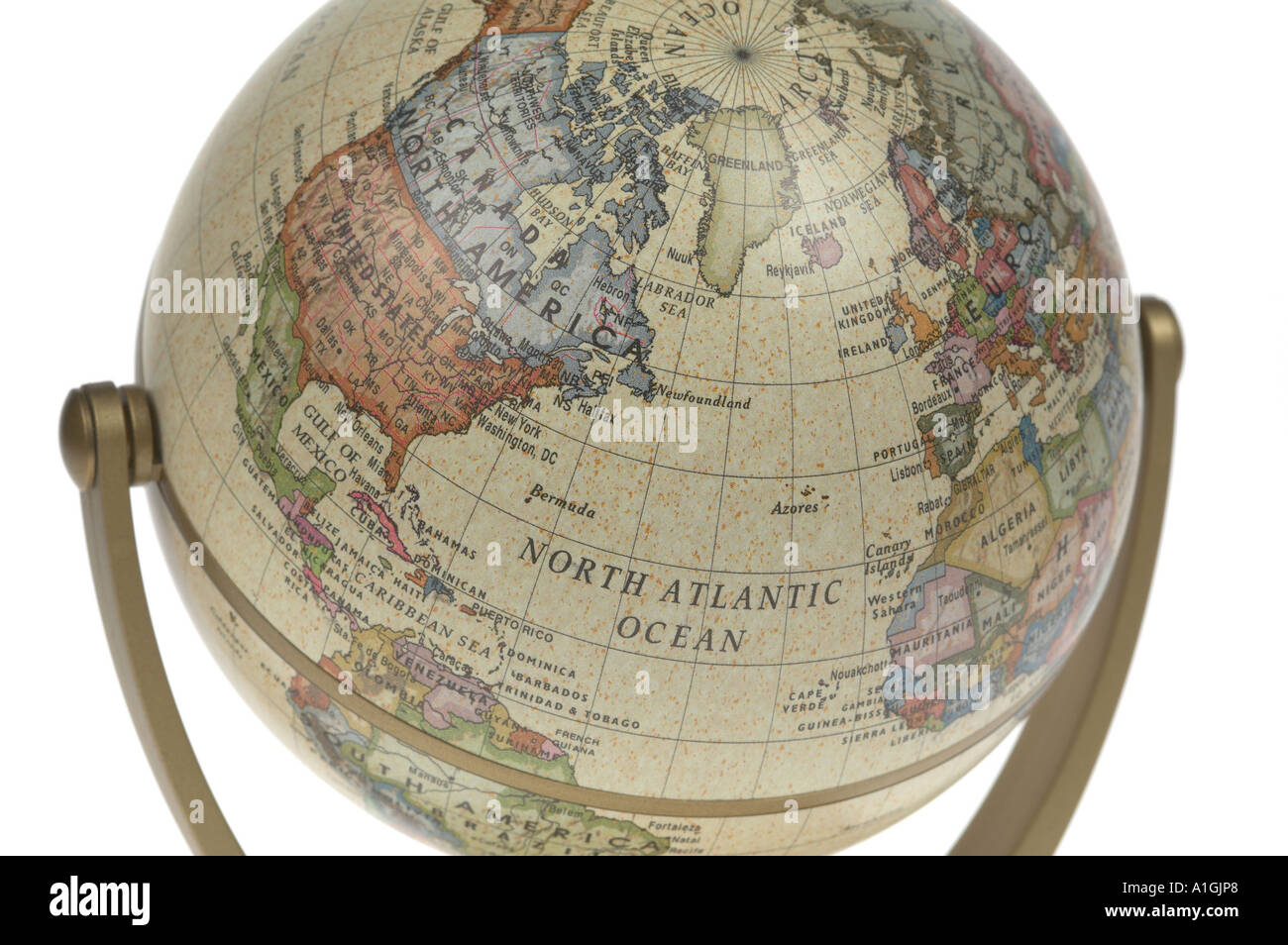Single world globe against a white background Stock Photo - Alamy