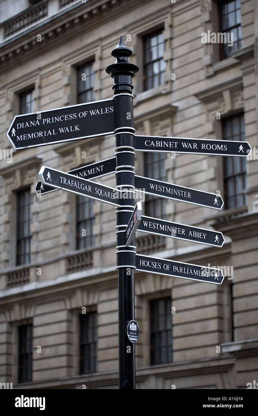 Metal signpost westminster London England uk Stock Photo - Alamy