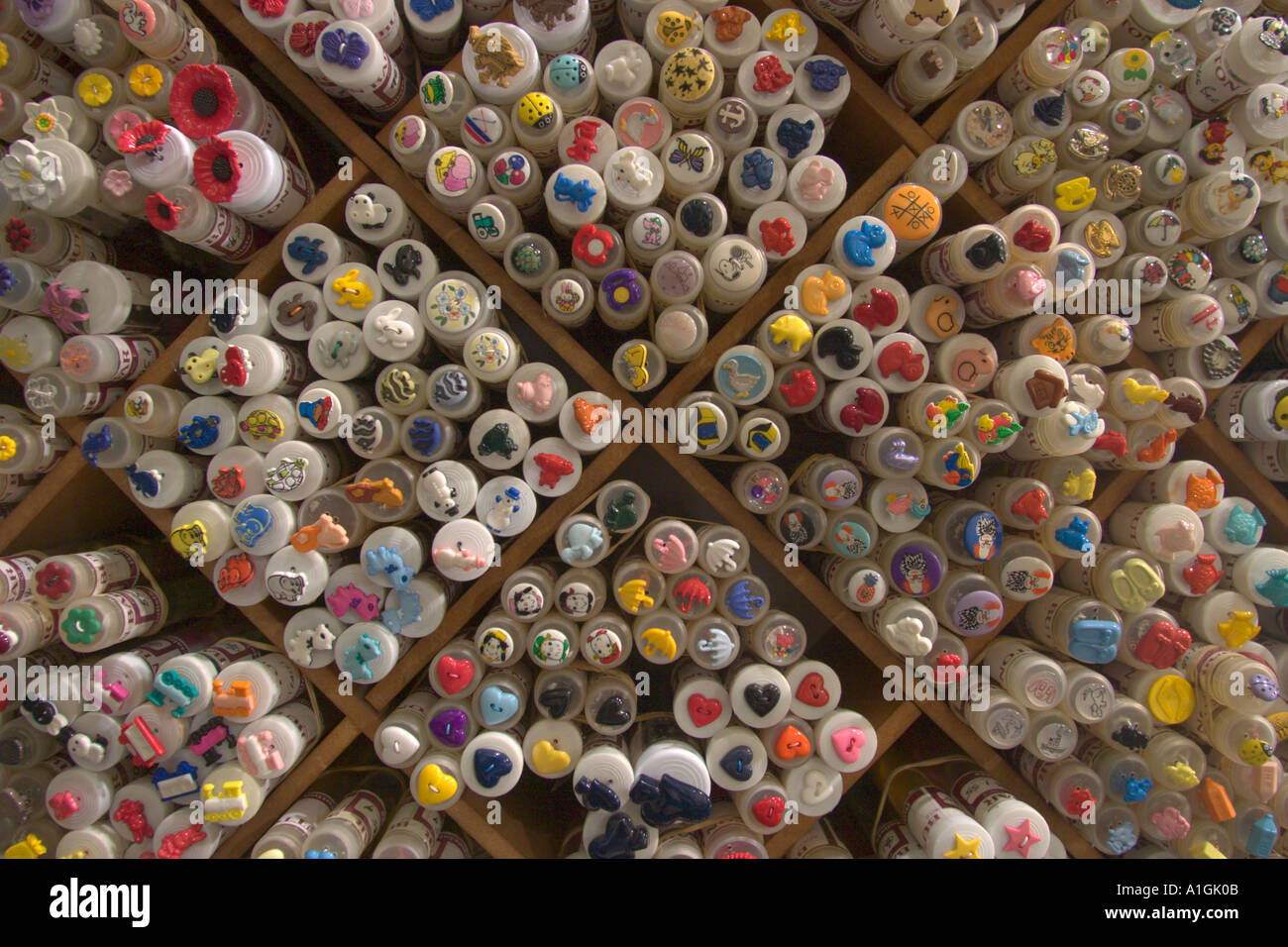 Buttons on display in a shop Stock Photo - Alamy