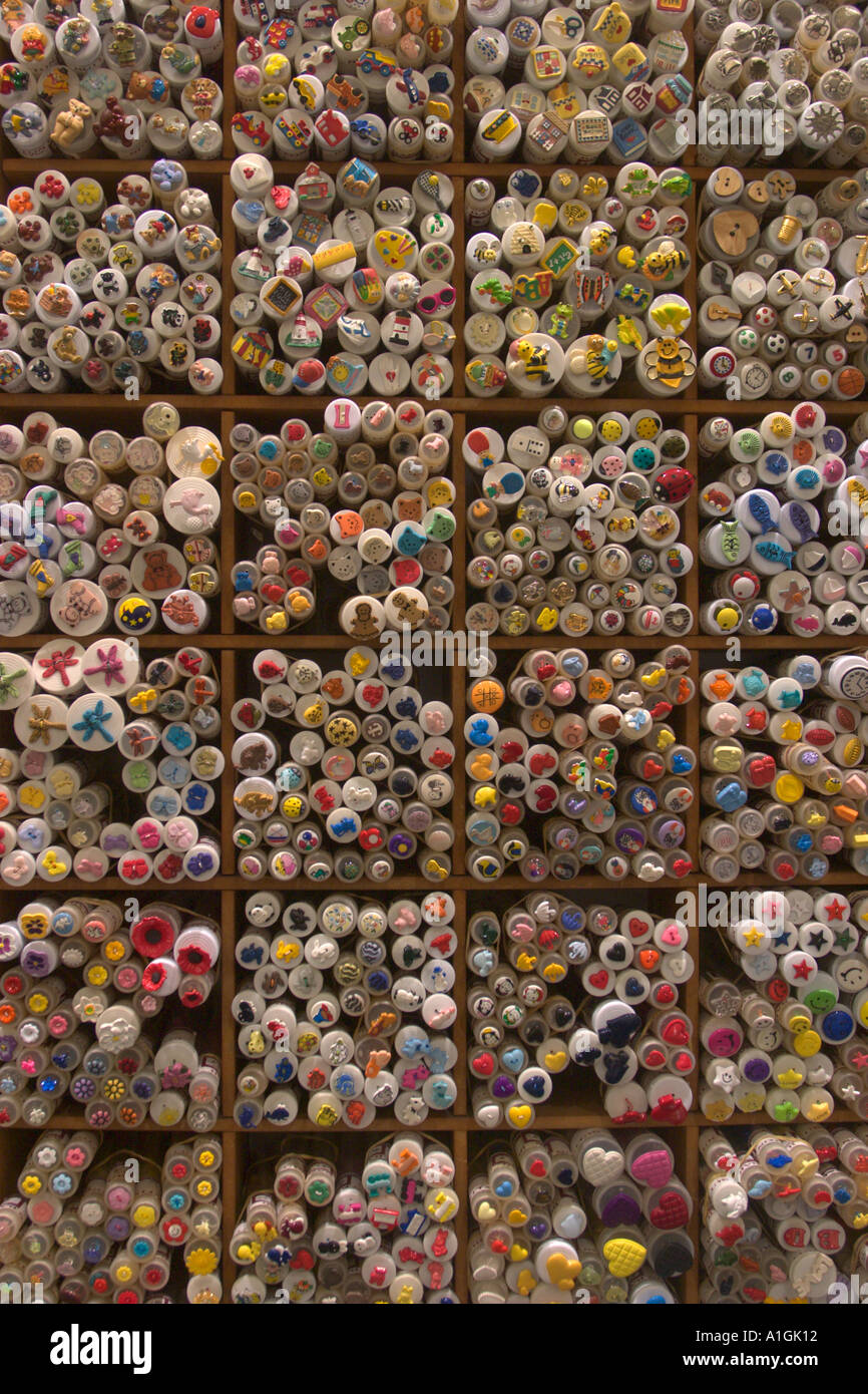 Buttons on display in a shop Stock Photo - Alamy