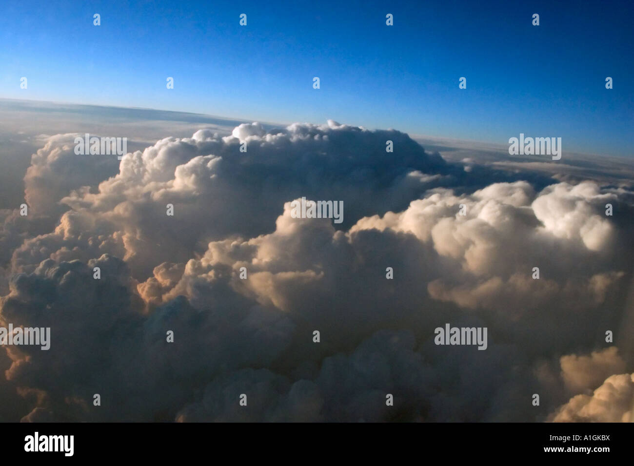 View of storm clouds from above with blue sky USA Stock Photo - Alamy