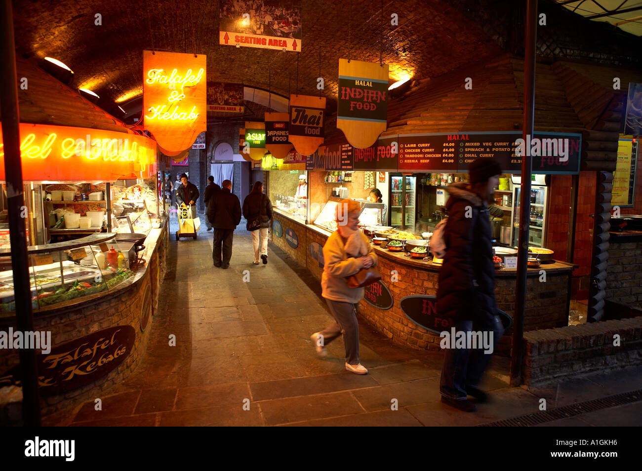 Food stalls at Camden market London England uk Stock Photo - Alamy