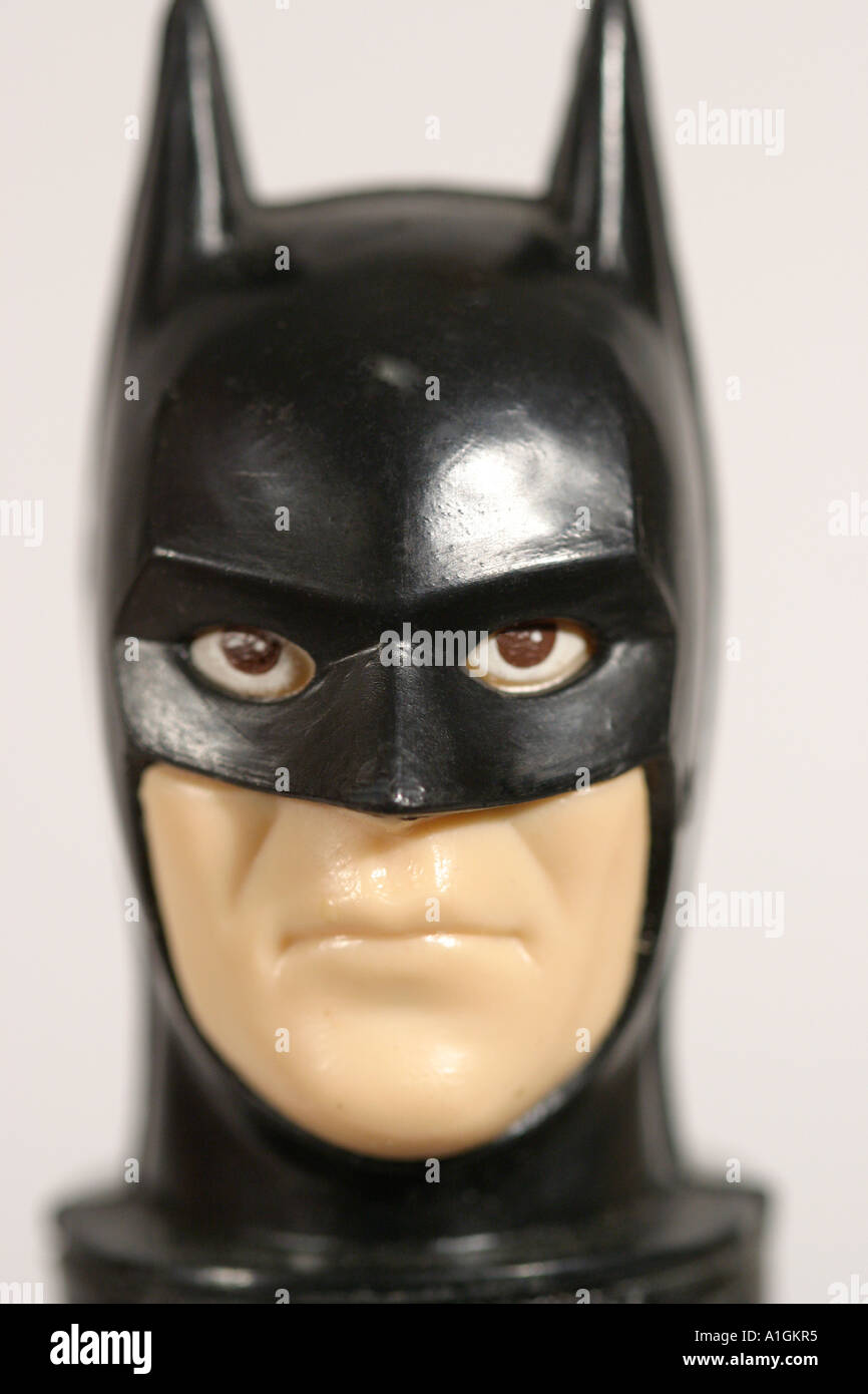 Plastic vintage toy batman head Stock Photo - Alamy