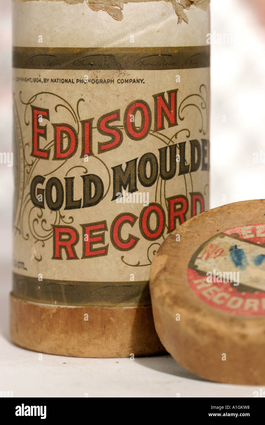 Edison Gold Moulded Record holder for carbon cylinder record Stock ...