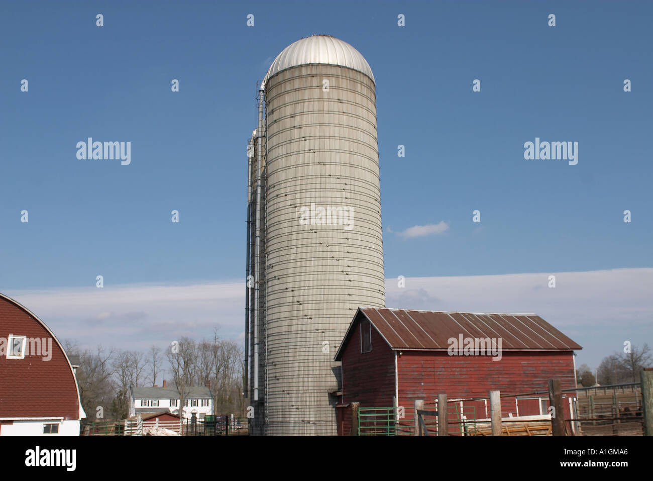 Silo with barns Stock Photo - Alamy