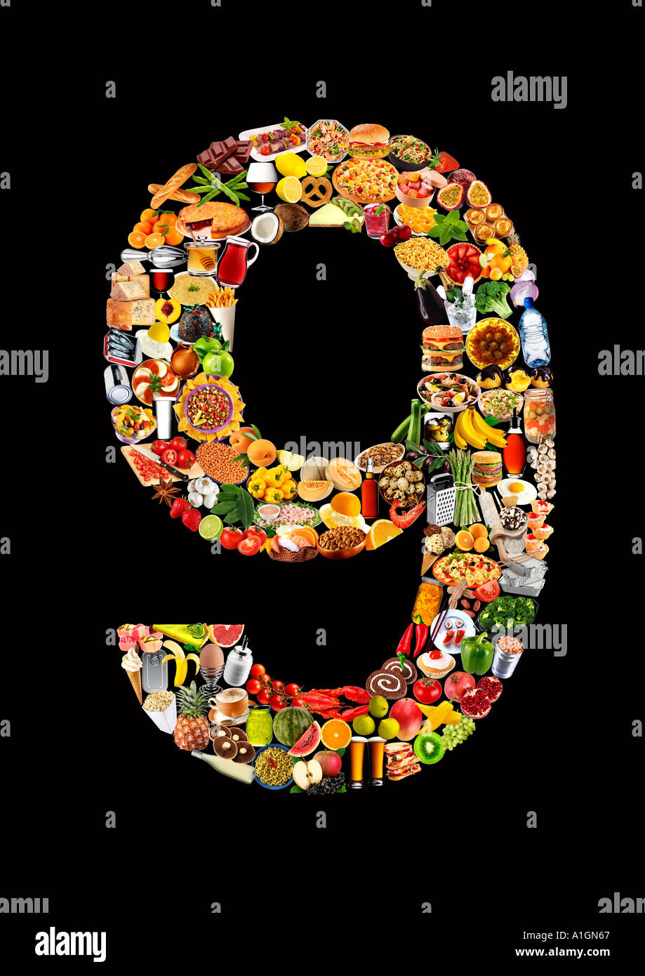 Number 9 type typeface hi-res stock photography and images - Alamy