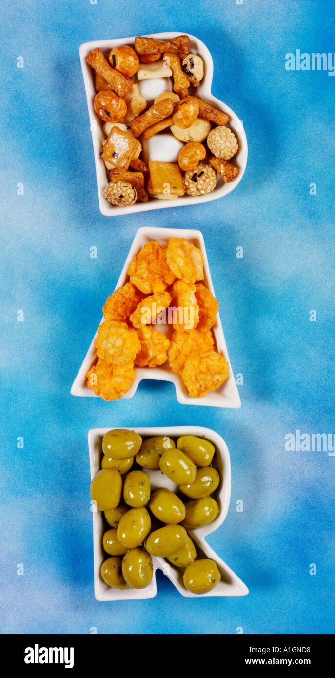 Bar snacks on blue hi-res stock photography and images - Alamy