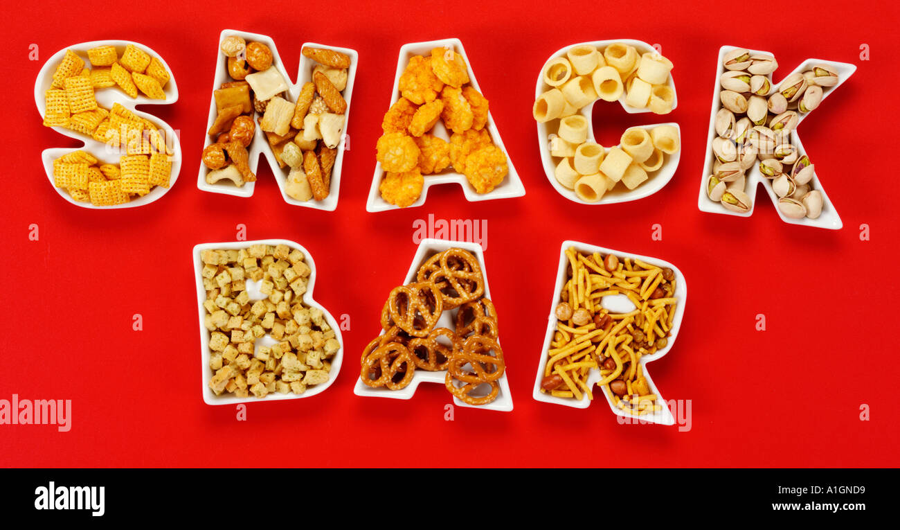 SNACK BAR ON RED Stock Photo - Alamy