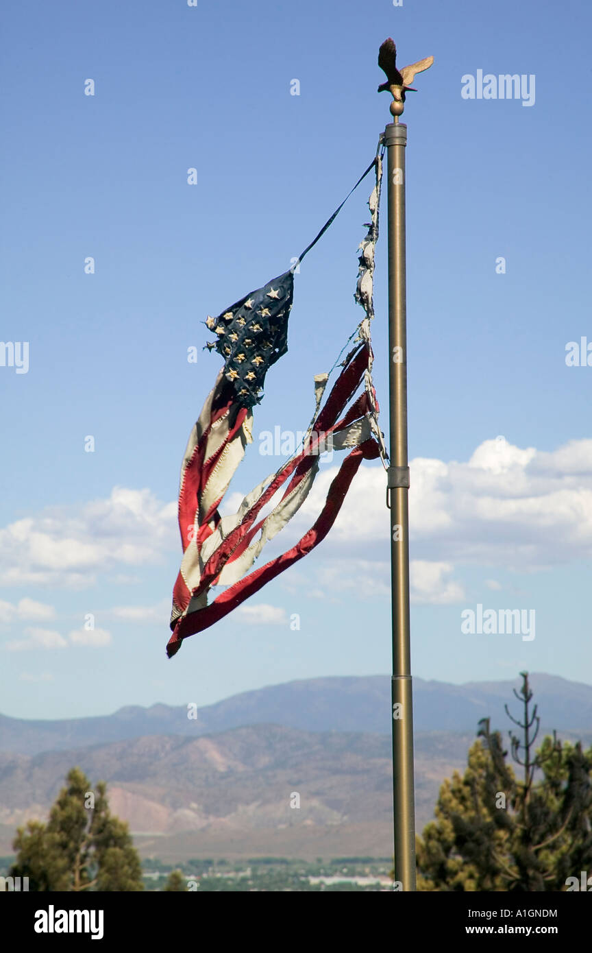 Burned American Flag resulting from a forest fire, Nevada Stock Photo ...