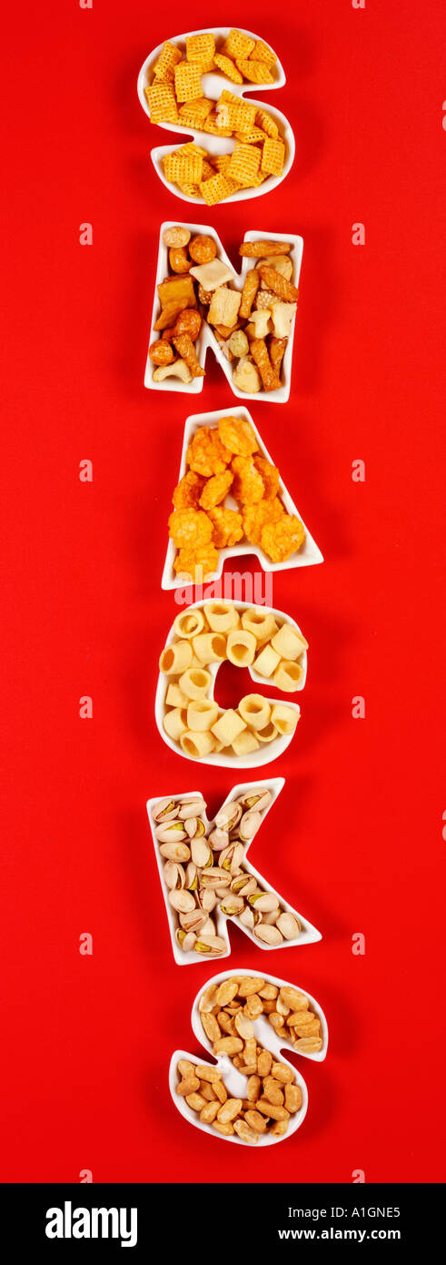 SNACKS ON RED Stock Photo - Alamy