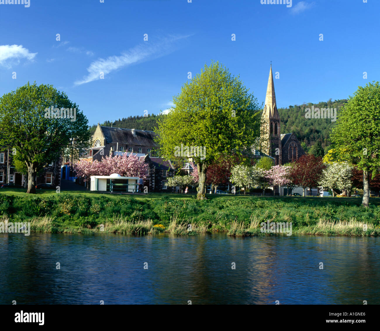 Spring in Peebles a town sitting in a beautiful valley of river Tweed ...