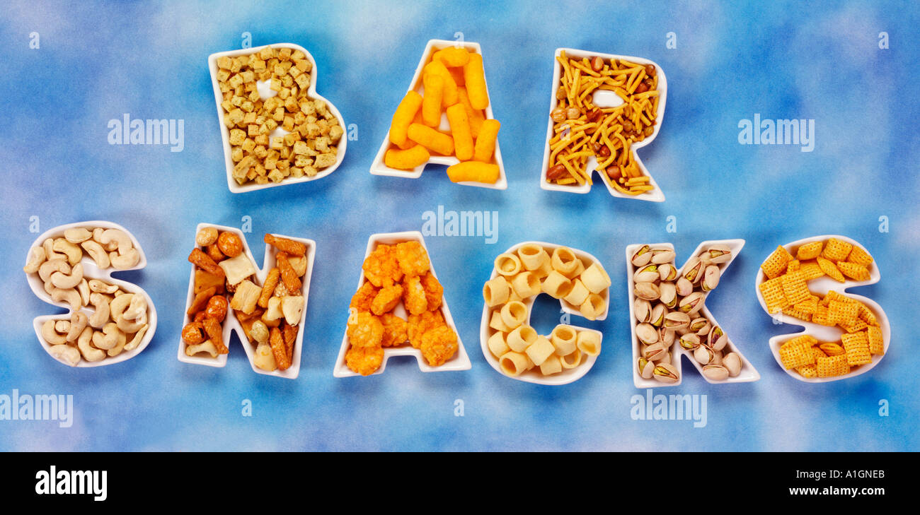 Bar snacks on blue hi-res stock photography and images - Alamy