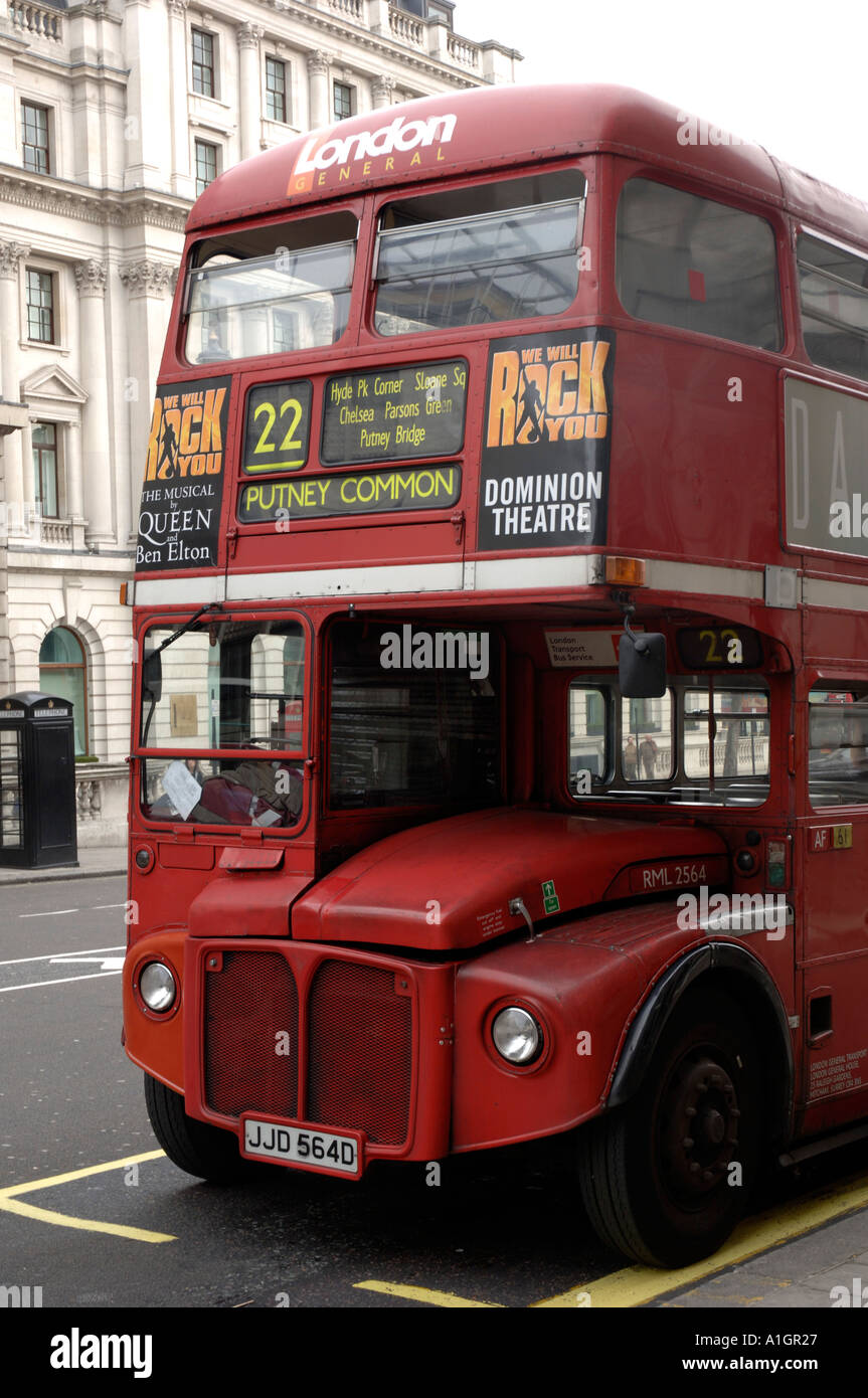 A red routemaster bus in London England UK Stock Photo - Alamy