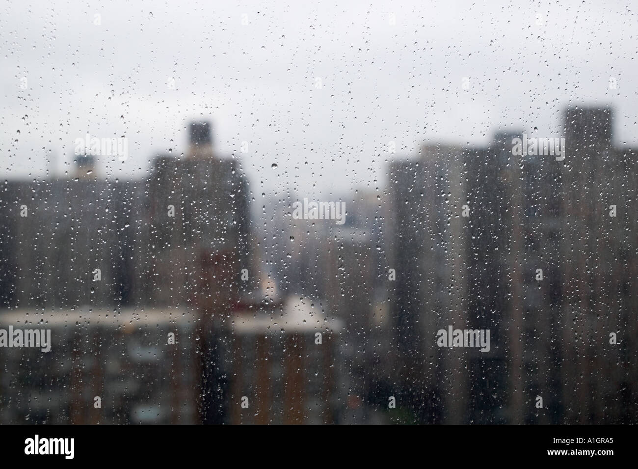New York Apartment Buildings In The Rain Stock Photo - Alamy