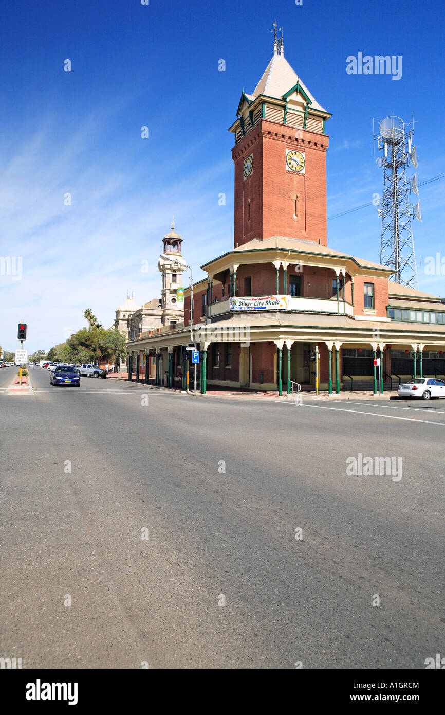 Argent street, Post Office clock tower, built in 1892, Broken Hill ...