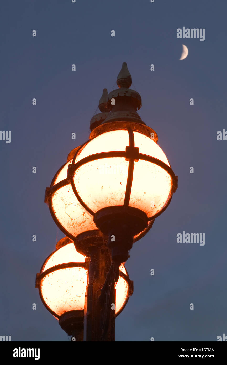 a street light and moon Stock Photo - Alamy