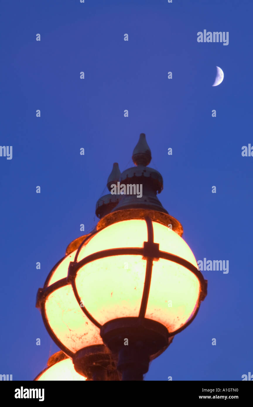 a street light and moon Stock Photo - Alamy