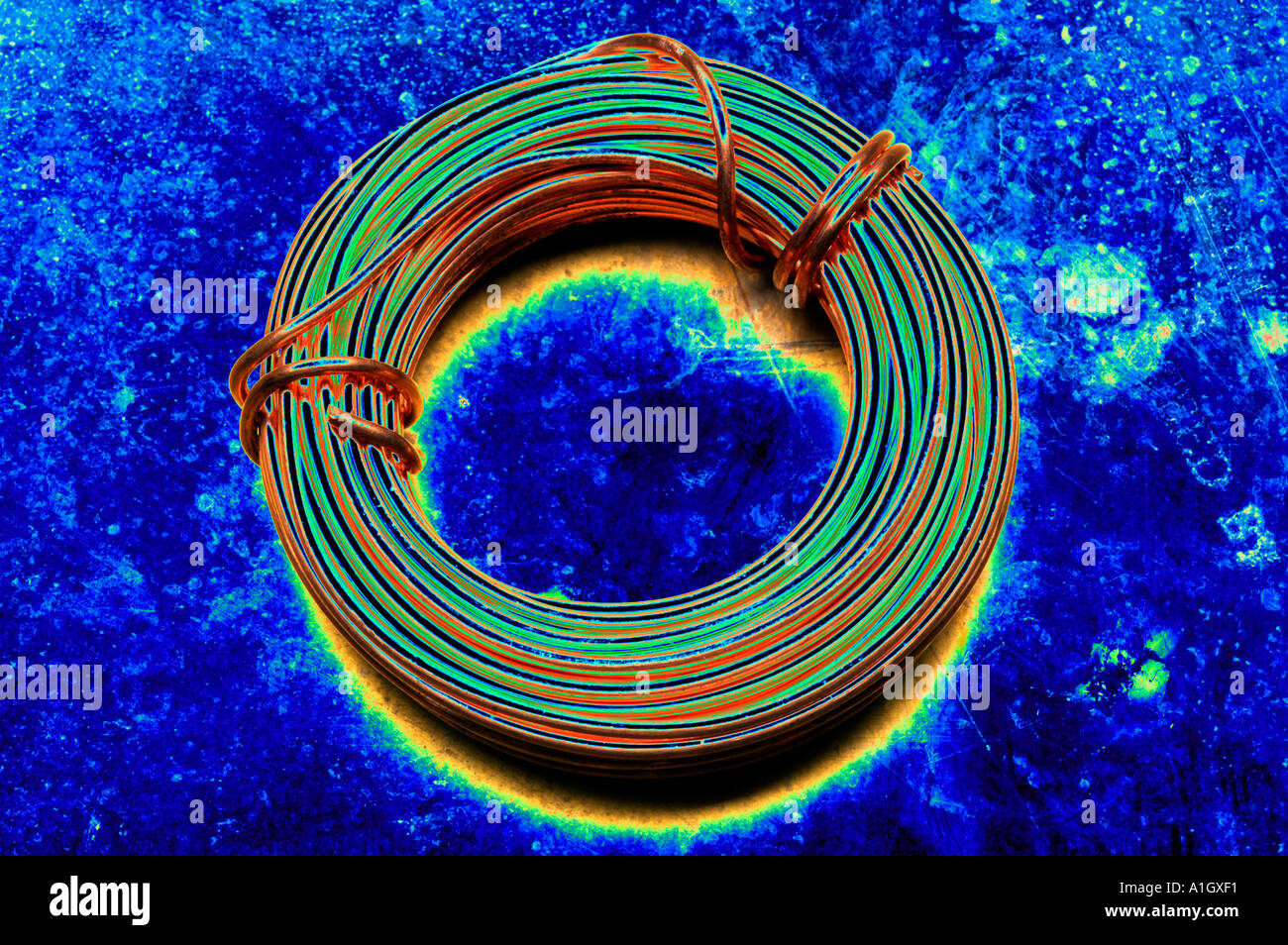 Copper wire coil Stock Photo - Alamy