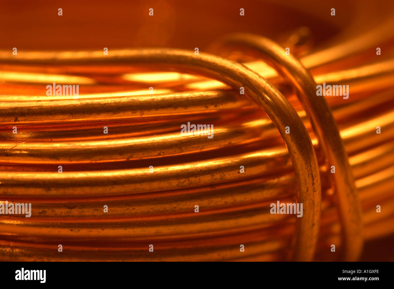 Copper wire coil Stock Photo - Alamy