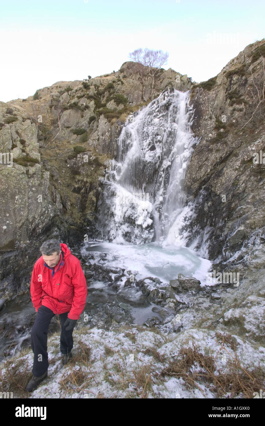 Fisherplace Ghyll, frozen during cold weather, Thirlmere, Lake district ...