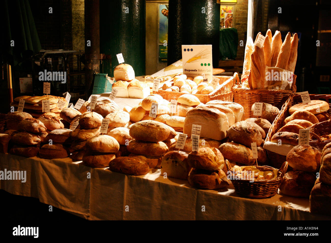Bread on display at Borough market London England Stock Photo - Alamy