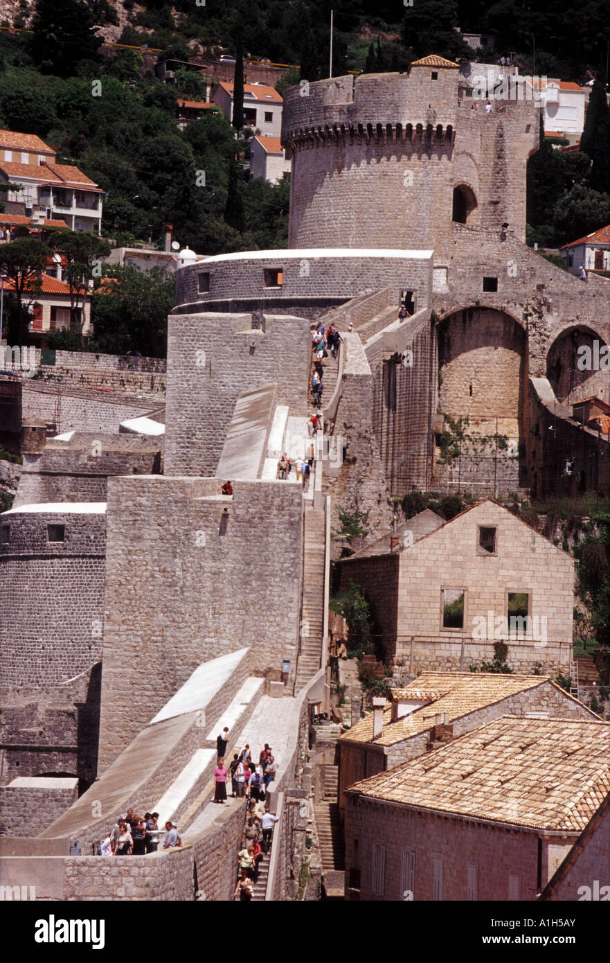 city walls of Dubrovnik UNESCO World Heritage Site Croatia Stock Photo ...