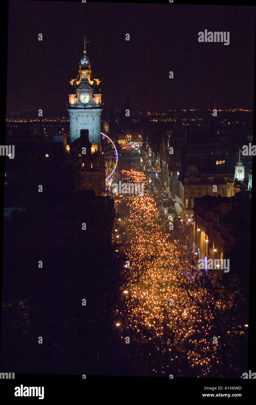 Torchlight procession on Princes Street Stock Photo - Alamy